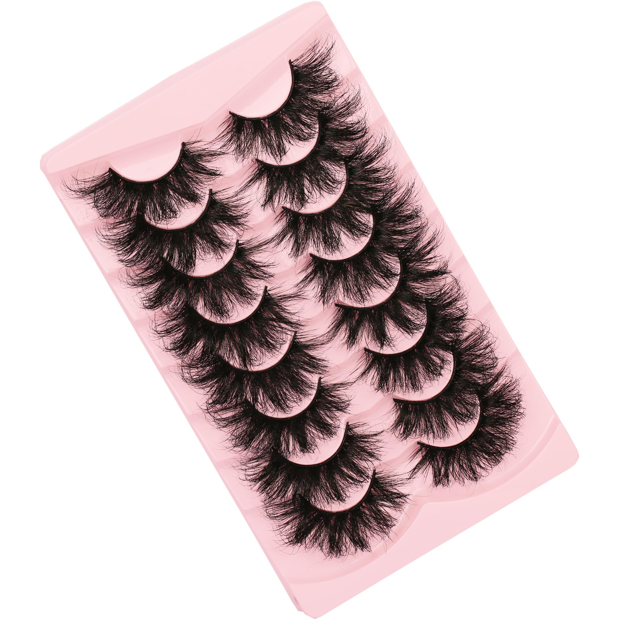 Gmagictobo 25MM Lashes Real Mink Lashes Fluffy False Eyelashes Dramatic 8D Mink Lashes Pack Long Thick Volume Soft Crossed Curls Fake Eye Lashes 8 Pairs