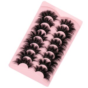 Gmagictobo 25MM Lashes Real Mink Lashes Fluffy False Eyelashes Dramatic 8D Mink Lashes Pack Long Thick Volume Soft Crossed Curls Fake Eye Lashes 8 Pairs