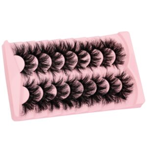 Gmagictobo 25MM Lashes Real Mink Lashes Fluffy False Eyelashes Dramatic 8D Mink Lashes Pack Long Thick Volume Soft Crossed Curls Fake Eye Lashes 8 Pairs