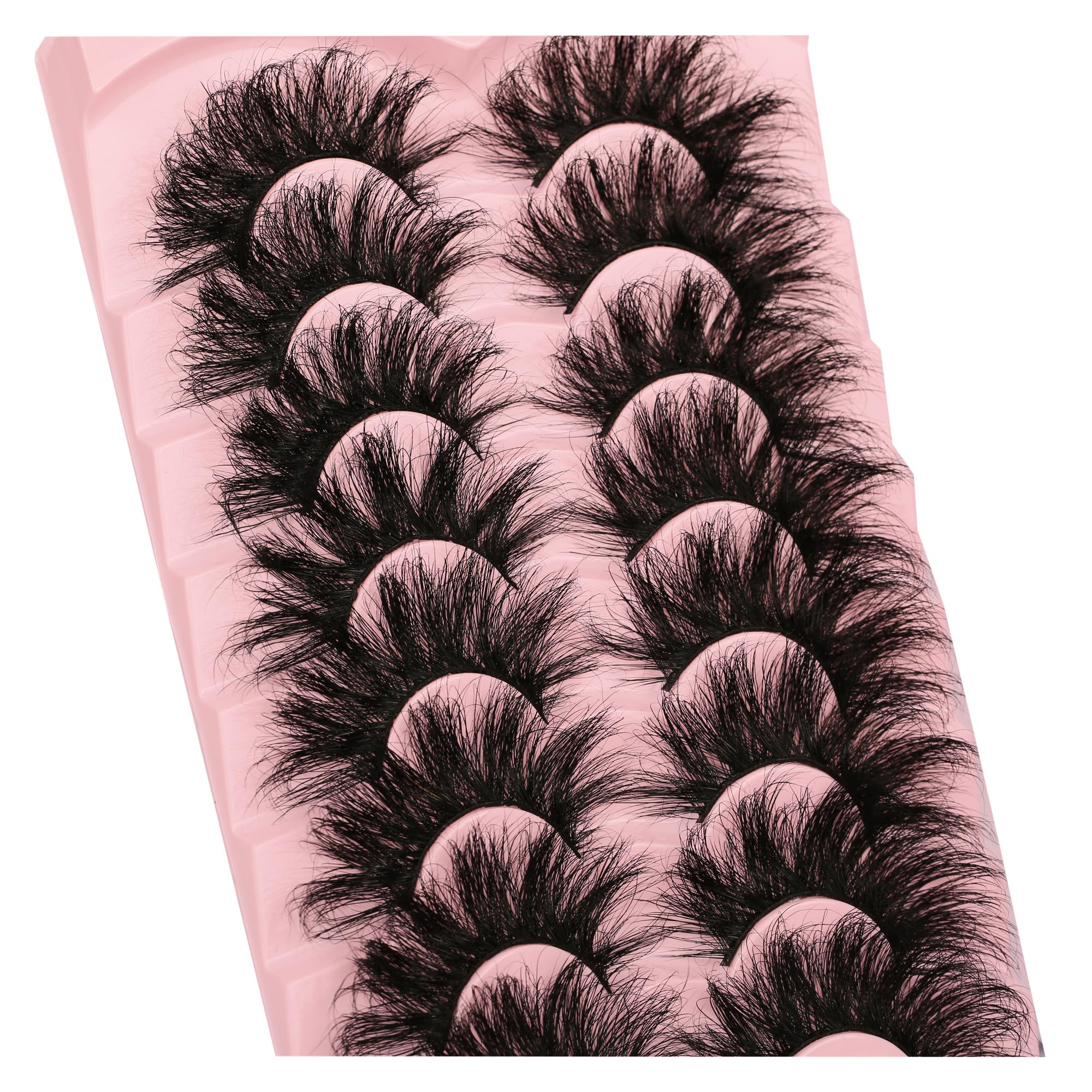 Gmagictobo 25MM Lashes Real Mink Lashes Fluffy False Eyelashes Dramatic 8D Mink Lashes Pack Long Thick Volume Soft Crossed Curls Fake Eye Lashes 8 Pairs