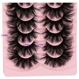 Gmagictobo 25MM Lashes Real Mink Lashes Fluffy False Eyelashes Dramatic 8D Mink Lashes Pack Long Thick Volume Soft Crossed Curls Fake Eye Lashes 8 Pairs