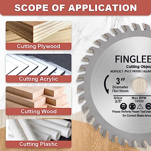 FINGLEE DT Wood Saw Blade TCT Circular Cutting Blade for Woodworking ((1PCS 3inch （36T)))