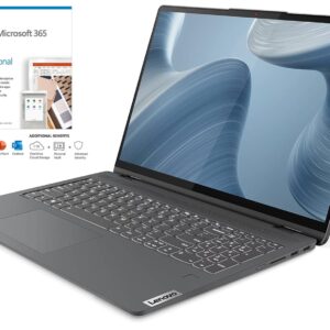 Lenovo 2-in-1 Flex 5 16" WQXGA (2560 x 1600) 16:10 Touchscreen Laptop, Core i7 1255U, 400nits, 100% sRGB, Backlit KB, Wi-Fi 6, win11, Thunderbolt 4, w/Office 365 (16GB RAM | 512GB PCIe SSD)