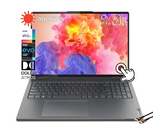 Lenovo Yoga 7I 16'' 2.5K 16:10 400Nits Touch 2-in-1 360° Laptop Intel 12-Core i5 1240P Evo 2X Thunderbolt 4 Wi Fi 6 Backlit KB Win11 (8GB RAM | 256GB PCIe SSD)