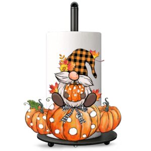 thanksgiving paper towel holder, thanksgiving kitchen decor, pumpkins gnomes kitchen decor accessories paper towel holder stand, metal autumn decorations - farmhouse large towel stand for countertops