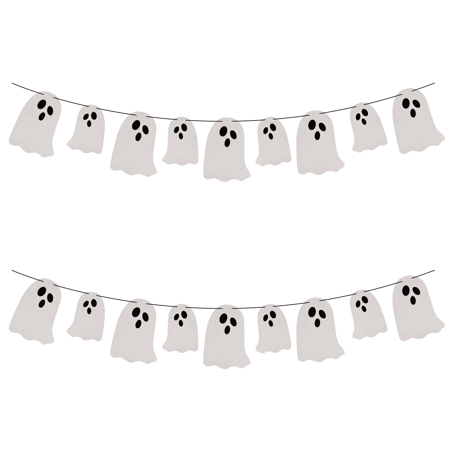 2pcs Halloween Hanging Ghost Banners, Glitter Halloween Party Banner DIY Halloween Ghost Decorations for Haunted Houses Doorways Party Wall Fireplace