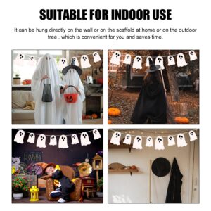 2pcs Halloween Hanging Ghost Banners, Glitter Halloween Party Banner DIY Halloween Ghost Decorations for Haunted Houses Doorways Party Wall Fireplace