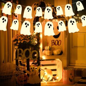 2pcs Halloween Hanging Ghost Banners, Glitter Halloween Party Banner DIY Halloween Ghost Decorations for Haunted Houses Doorways Party Wall Fireplace