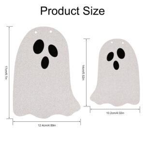 2pcs Halloween Hanging Ghost Banners, Glitter Halloween Party Banner DIY Halloween Ghost Decorations for Haunted Houses Doorways Party Wall Fireplace