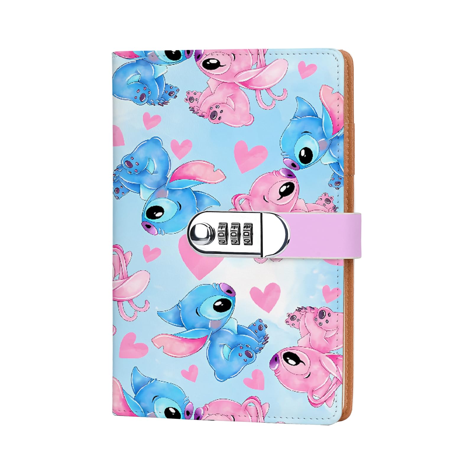 FYWZXED Stitch Leather Combination Lock Notebook Stitch Lover Gifts Stitch is My Spirit Animal Combination Lock Notebook Movies Lover Gift Birthday Gifts for Women Men (2)