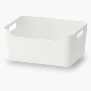 pantry organization and storage baskets,white plastic storage bin,open storage organizing bins for classroom, office, school, shelves,bins pantry organizer,pack of 1,medium,large (13.39”x9.45”x5.51”)