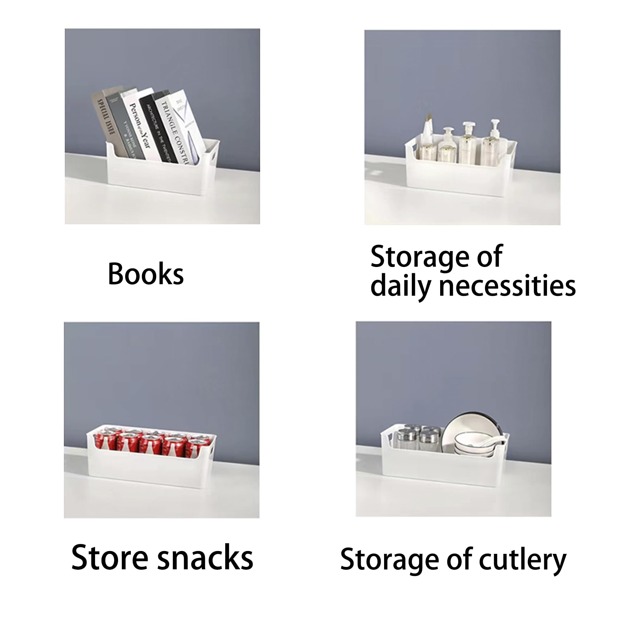 Pantry Organization and Storage Baskets,White Plastic Storage Bin,Open Storage Organizing Bins for Classroom, Office, School, Shelves,Bins Pantry Organizer,Pack of 1,Medium,Large (13.39”x9.45”x5.51”)