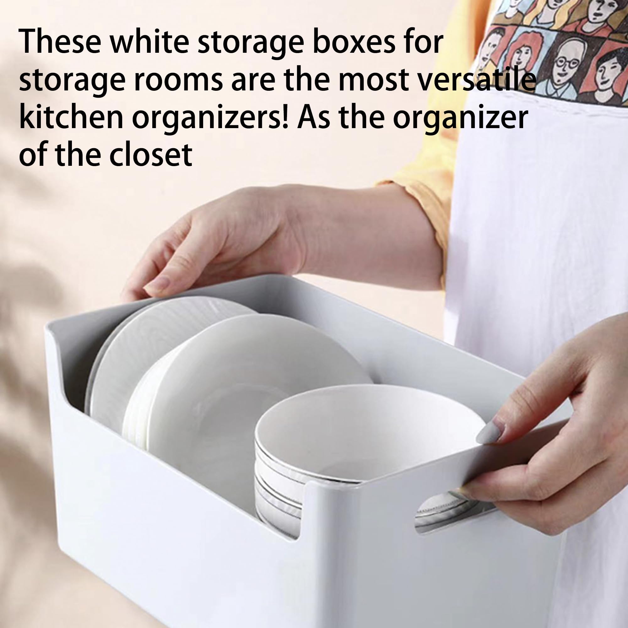 Pantry Organization and Storage Baskets,White Plastic Storage Bin,Open Storage Organizing Bins for Classroom, Office, School, Shelves,Bins Pantry Organizer,Pack of 1,Medium,Large (13.39”x9.45”x5.51”)