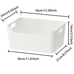 Pantry Organization and Storage Baskets,White Plastic Storage Bin,Open Storage Organizing Bins for Classroom, Office, School, Shelves,Bins Pantry Organizer,Pack of 1,Medium,Large (13.39”x9.45”x5.51”)