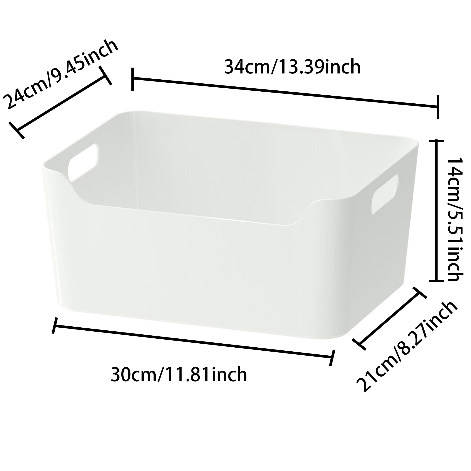 Pantry Organization and Storage Baskets,White Plastic Storage Bin,Open Storage Organizing Bins for Classroom, Office, School, Shelves,Bins Pantry Organizer,Pack of 1,Medium,Large (13.39”x9.45”x5.51”)