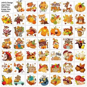 HOWAF 96 Pieces Fall Temporary Tattoos,48 Styles Fall for Jesus Temporary face Tattoos Stickers for girls boys,Thanksgiving Harvest Fake Tattoos with turkeys,pumpkins,maple leaves for Happy Fall party