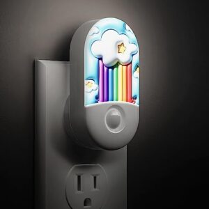 rainbow night light, lohas[2 pack] plug in night light for kids, 0.6w led dusk to dawn sensor cute nursery gift, daylight white 5000k, 30/60lm nightlight for baby children boy toddler decoration