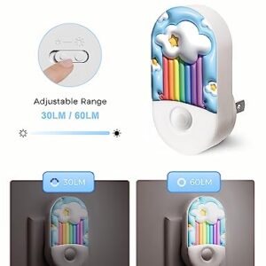 Rainbow Night Light, LOHAS[2 Pack] Plug in Night Light for Kids, 0.6W LED Dusk to Dawn Sensor Cute Nursery Gift, Daylight White 5000K, 30/60LM Nightlight for Baby Children Boy Toddler Decoration