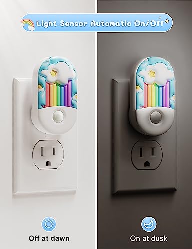 Rainbow Night Light, LOHAS[2 Pack] Plug in Night Light for Kids, 0.6W LED Dusk to Dawn Sensor Cute Nursery Gift, Daylight White 5000K, 30/60LM Nightlight for Baby Children Boy Toddler Decoration