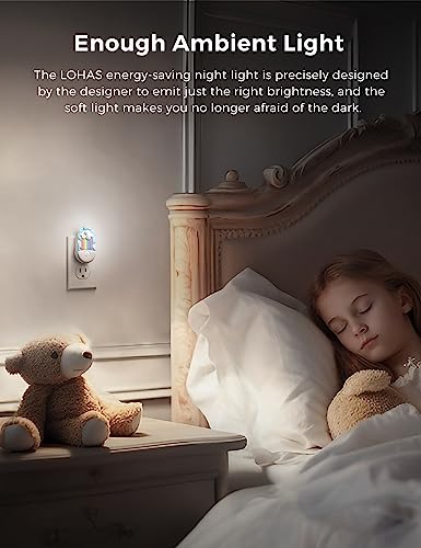 Rainbow Night Light, LOHAS[2 Pack] Plug in Night Light for Kids, 0.6W LED Dusk to Dawn Sensor Cute Nursery Gift, Daylight White 5000K, 30/60LM Nightlight for Baby Children Boy Toddler Decoration