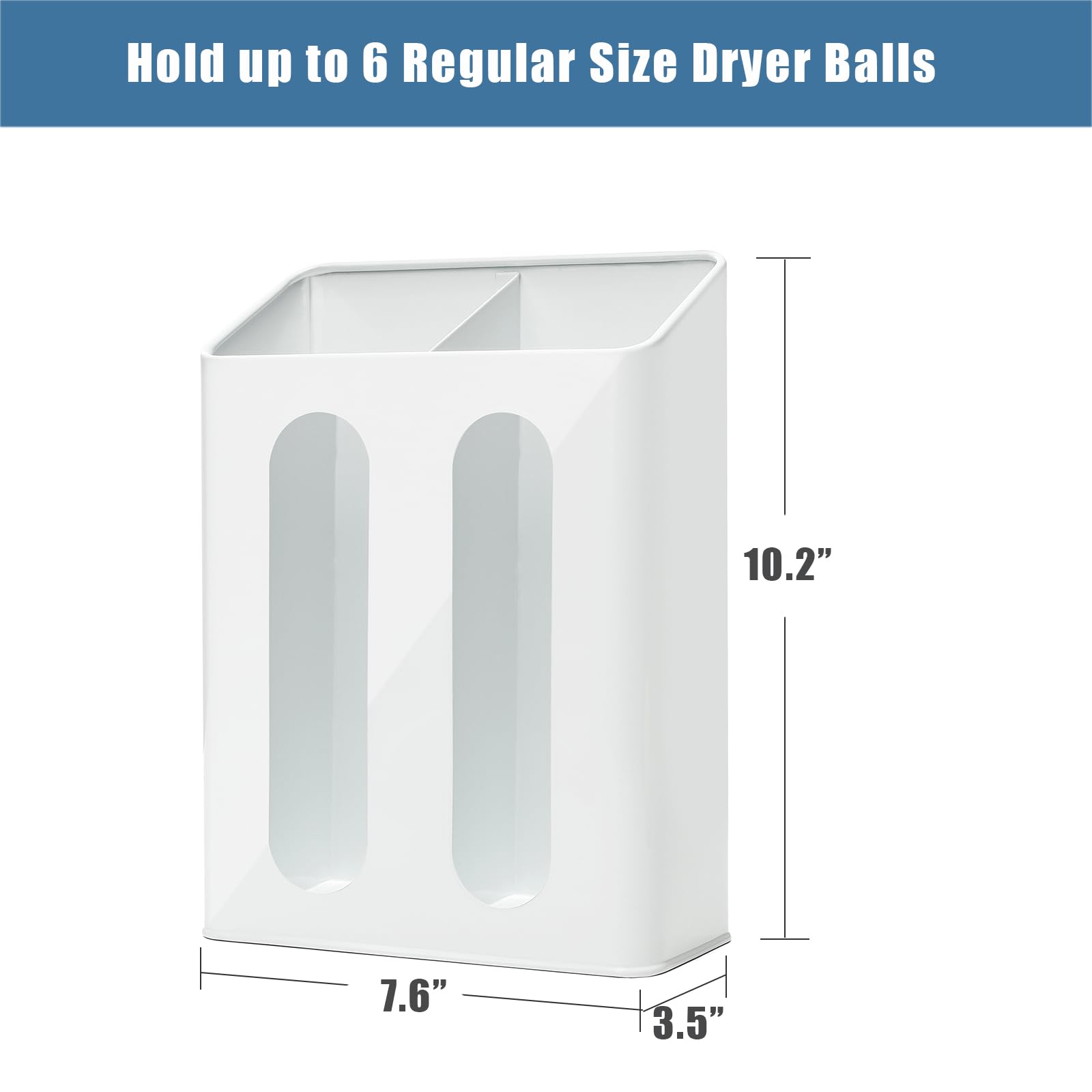 SSTATES Magnetic Dryer Balls Holder for Laundry Room Organization and Storage, Modern Lint Bin for Farmhouse Decor, White (Balls Not Included)