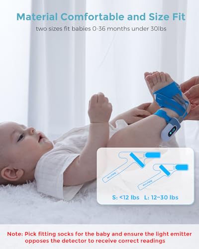 Babytone Baby Oxygen Monitor, Baby Sleep Monitor, Tracking Avg O2, Pulse Rate and Movement for Infant, Wearable Foot Monitor with Bluetooth and APP, for 0-36 Months Newborn's Sleep (New Sock Version)