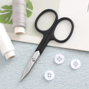 Small Embroidery Scissors - Sharp Straight Tip Stainless Steel Tiny Detail Scissors for Thread Yarn Cross Kintting Stitch Crafts Needlepoint Cutting 3.5 Inches (Black)