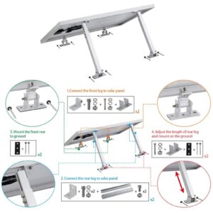 Solar Panel Bracket, Adjustable Solar Panel Mounting Brackets, Stainless Steel Solar Panel Holder End Clamp Kit, Solar Panel Stand 15-30° Adjustable Flat Roof Mount (Tilt Legs NOT Included)