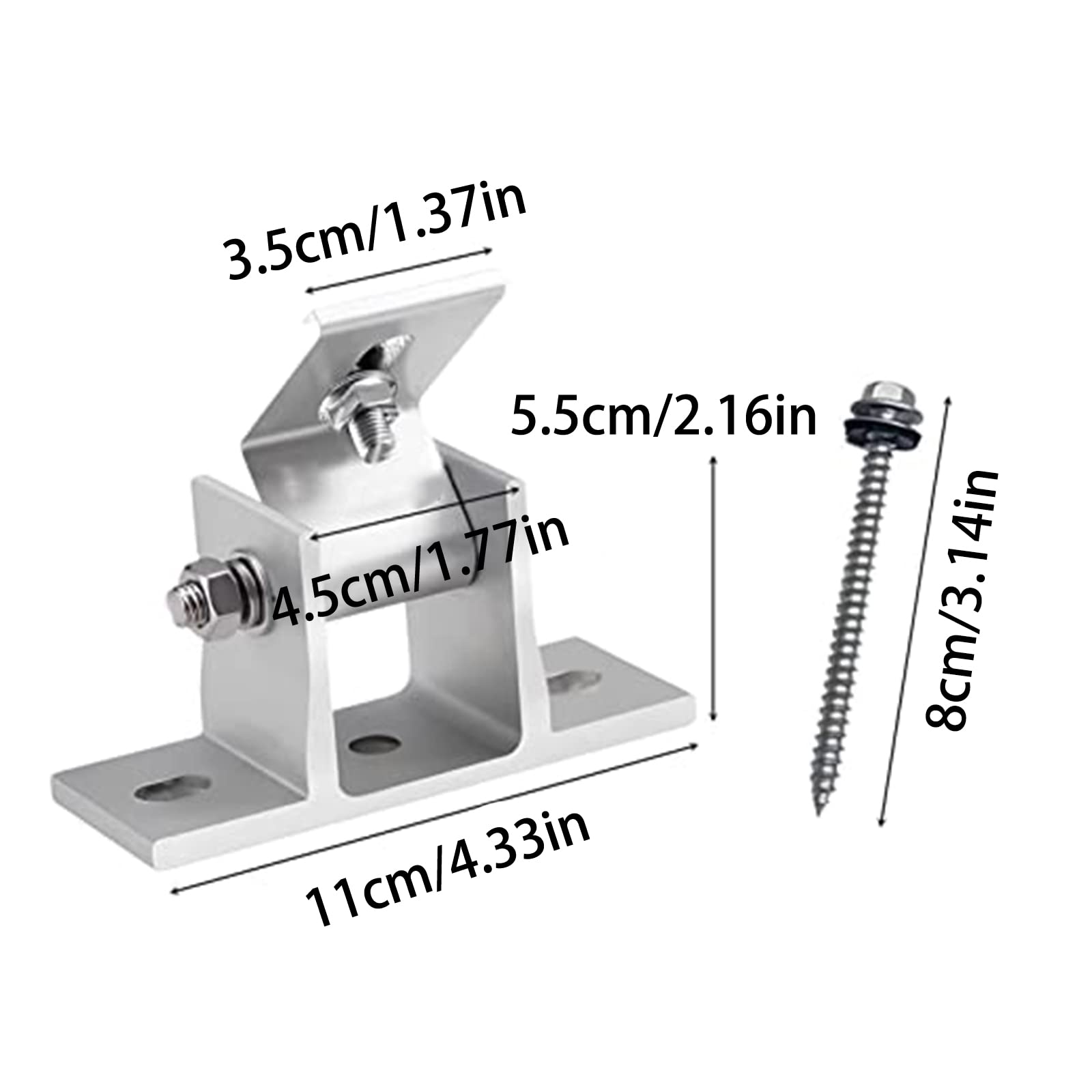 Solar Panel Bracket, Adjustable Solar Panel Mounting Brackets, Stainless Steel Solar Panel Holder End Clamp Kit, Solar Panel Stand 15-30° Adjustable Flat Roof Mount (Tilt Legs NOT Included)