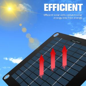 Upgraded 10W Solar Panel Kit, 12V Waterproof Solar Trickle Charger, Portable Solar Powered Charger Kit with 4 Suction Cups, Lightweight High Efficiency Car Battery Maintainer for Car Boat RV