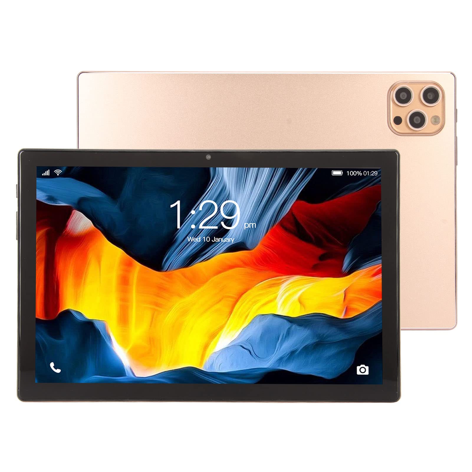 Acogedor 10.1in Android Tablet, 8GB+256GB Memory, 8 Core, Dual SIM Dual Standby, Dual Camera, 2.4G 5G WiFi, 4G Calling Tablet with Keyboard and Case, Gold (US Plug)