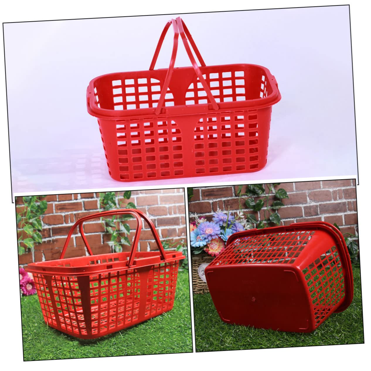 Homoyoyo 20pcs Fruit Picking Basket Kid Snack Container Basket for Snacks Strawberry Baskets Play Shopping Basket Kids Grocery Basket Fruit Basket with Handle Reusable Orange Container Red