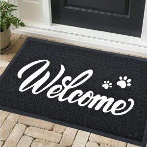 t.henv door mat welcome, outdoor/indoor heavy duty non slip doormat for front door entance, outside door mats for home entry floor, easy to clean, waterpoof doormats, 30"x17.5", black-welcome a