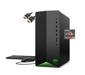 hp pavilion gaming desktop, amd radeon rx 5500, amd ryzen 5 5600g processor, 32 gb ram, 1tb ssd, 1tb hdd, windows 11 home, 9 usb ports, keyboard and mouse combo, pre-built pc tower, black