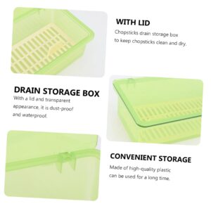 Cabilock 1pc Storage Box Flatware Organizer for Drawer Utensil Organizer with Lid Drawer Organizer with Lid Chopsticks Drain Rack Cutlery Organizer with Lid Tableware Storage Organizer