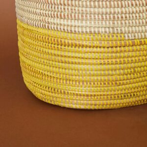 Senegalo Large Handwoven Open Oval Storage Basket (Yellow)