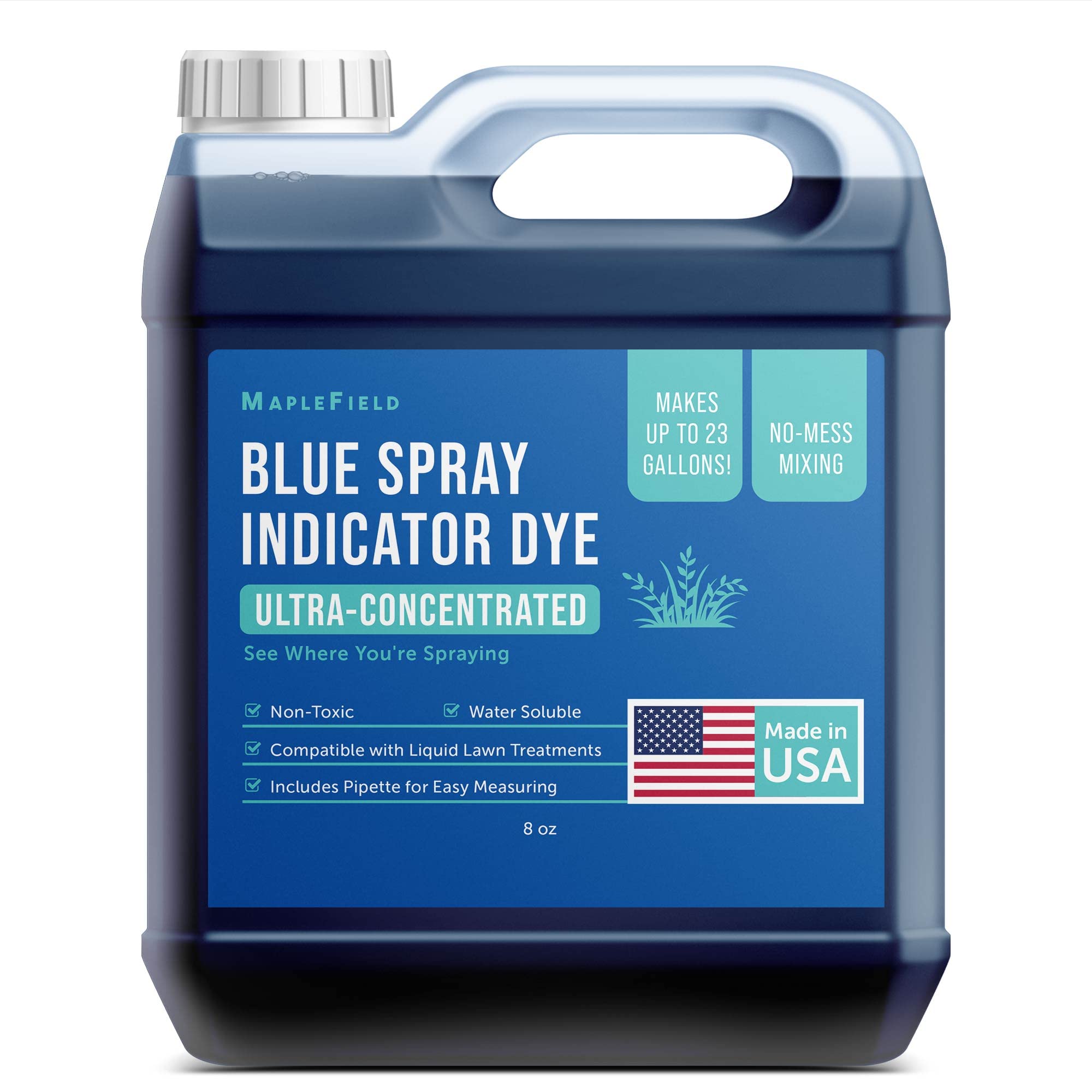 Blue Spray Indicator - Dye for Weed Spraying - Mark Where You've Sprayed with Blue Dye - Safe & Non-Permanent Dye with Pipette for Easy Mixing - 8oz