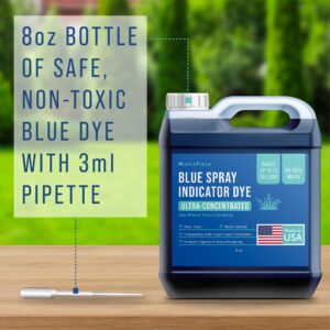 Blue Spray Indicator - Dye for Weed Spraying - Mark Where You've Sprayed with Blue Dye - Safe & Non-Permanent Dye with Pipette for Easy Mixing - 8oz