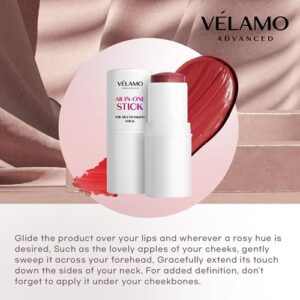 VELAMO ADVANCED Multifunctional Lip & Cheek Makeup Sticks for Mature Skin - Revitalizing Beauty, Age-Defying Charm - Cream Blush Stick for Radiant Cheeks & Luscious Lips