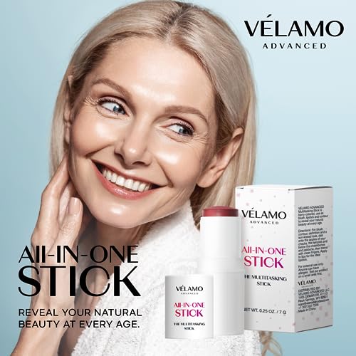 VELAMO ADVANCED Multifunctional Lip & Cheek Makeup Sticks for Mature Skin - Revitalizing Beauty, Age-Defying Charm - Cream Blush Stick for Radiant Cheeks & Luscious Lips