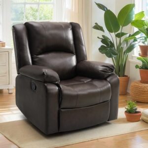 risar oversized rocker recliner chair, ergonomic nursery manual rocking armchair upholstered thick backrest & removable armrest single sofa chair for living room (dark grey)