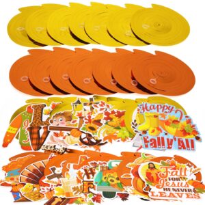 HOWAF Hello Fall Thanksgiving Pumpkin Hanging Swirls,30 Pack No DIY Fall for Jesus Autumn Harvest Foil Ceiling Swirl for Thanksgiving Fall Party Supplies, Fall Hanging Streamer