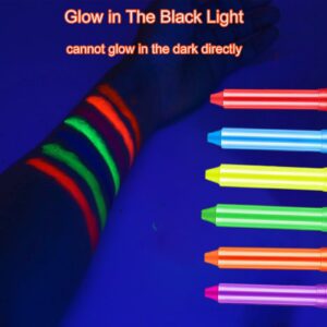 12 Pieces Glow Blacklight Face & Body Paint Makeup, Glow in The Dark Face Painting Kit Neon Paint Sticks for Kids Adult Halloween Glow Party