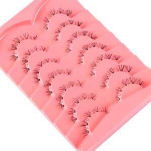 outopen 7 Pairs Bottom Lashes Clear Band Wispy Natural Look Lashes Japanese Manga Style Spiky Anime Lower Lashes Dramatic DIY Cosplay Bottom Eyelashes Reusable (A03)