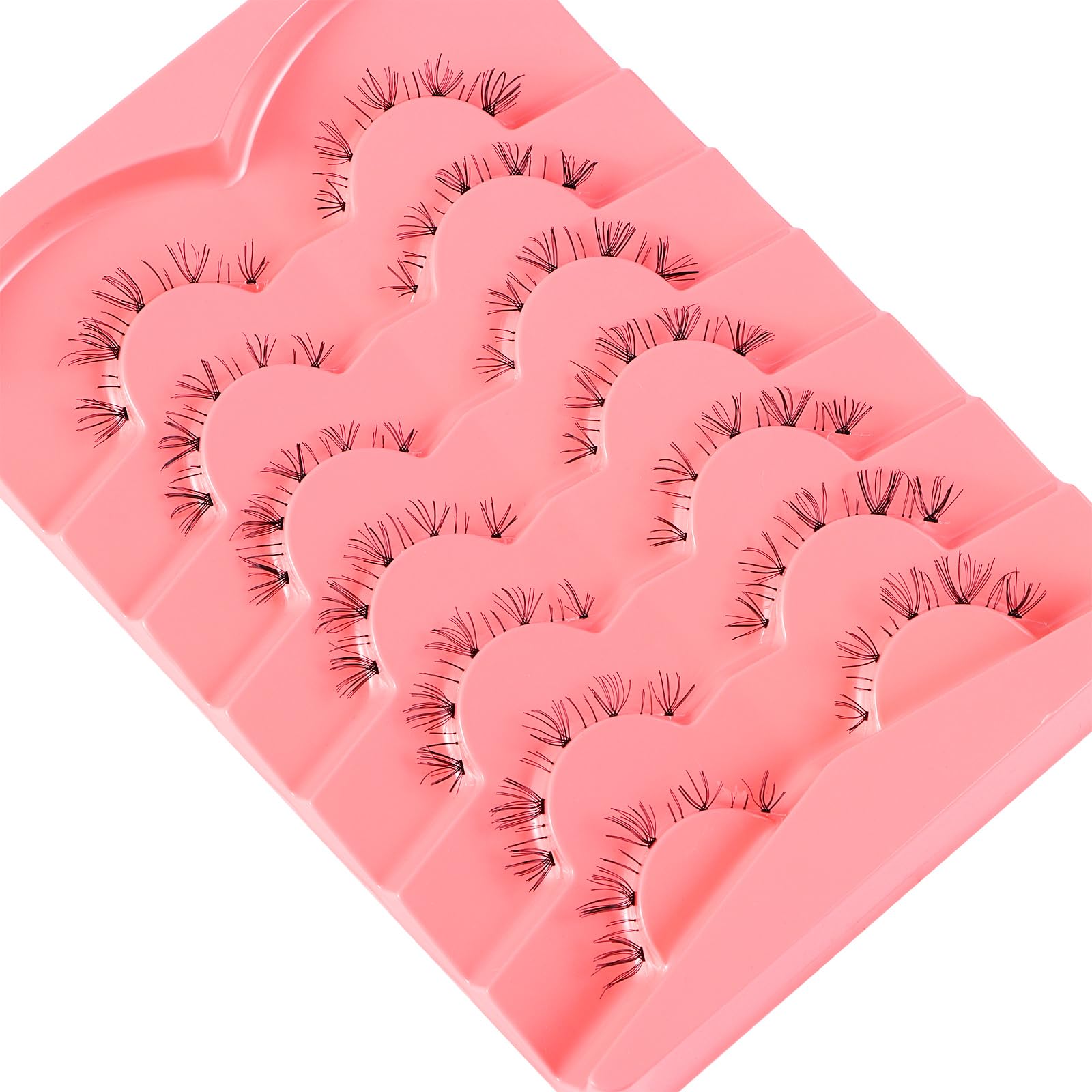 outopen 7 Pairs Bottom Lashes Clear Band Wispy Natural Look Lashes Japanese Manga Style Spiky Anime Lower Lashes Dramatic DIY Cosplay Bottom Eyelashes Reusable (A03)