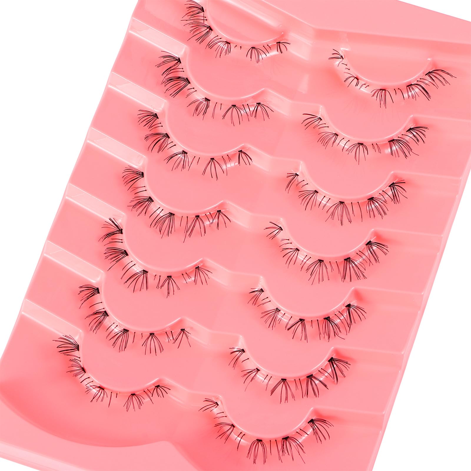 outopen 7 Pairs Bottom Lashes Clear Band Wispy Natural Look Lashes Japanese Manga Style Spiky Anime Lower Lashes Dramatic DIY Cosplay Bottom Eyelashes Reusable (A03)