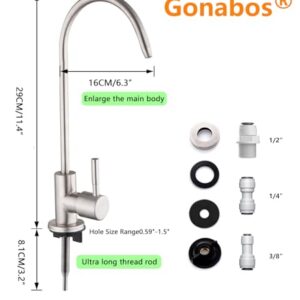 Drinking Water Faucet for Kitchen,100% Lead-Free Reverse Osmosis Faucet,Stainless Steel Kitchen Filtered Water Faucet,Brushed Nickel RO Faucet with Longer Thread Pipe