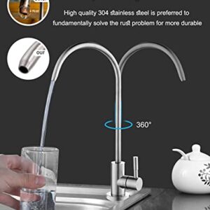 Drinking Water Faucet for Kitchen,100% Lead-Free Reverse Osmosis Faucet,Stainless Steel Kitchen Filtered Water Faucet,Brushed Nickel RO Faucet with Longer Thread Pipe