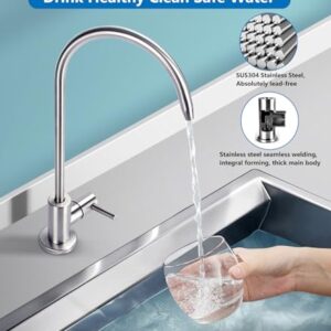 Drinking Water Faucet for Kitchen,100% Lead-Free Reverse Osmosis Faucet,Stainless Steel Kitchen Filtered Water Faucet,Brushed Nickel RO Faucet with Longer Thread Pipe