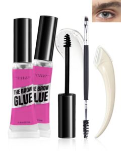 waterproof brow gel clear-2pcs strong hold eyebrow gel,eyebrow mascara long-lasting quick-drying transfer-proof brow setting gel, brow shaping gel for natural-looking brows, women girl eye makeup-00#